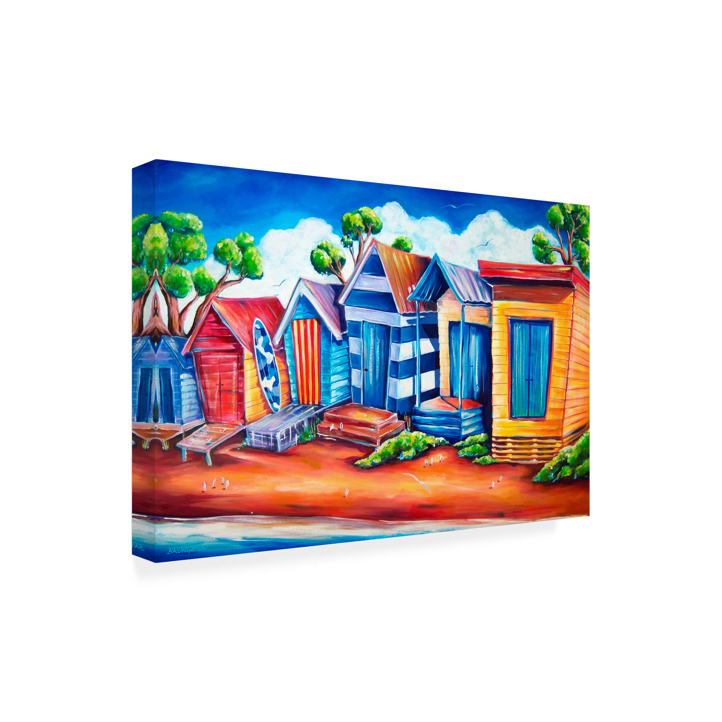 Red Barrel Studio® Deborah Broughton Tourist Beach Huts Outdoor Canvas ...