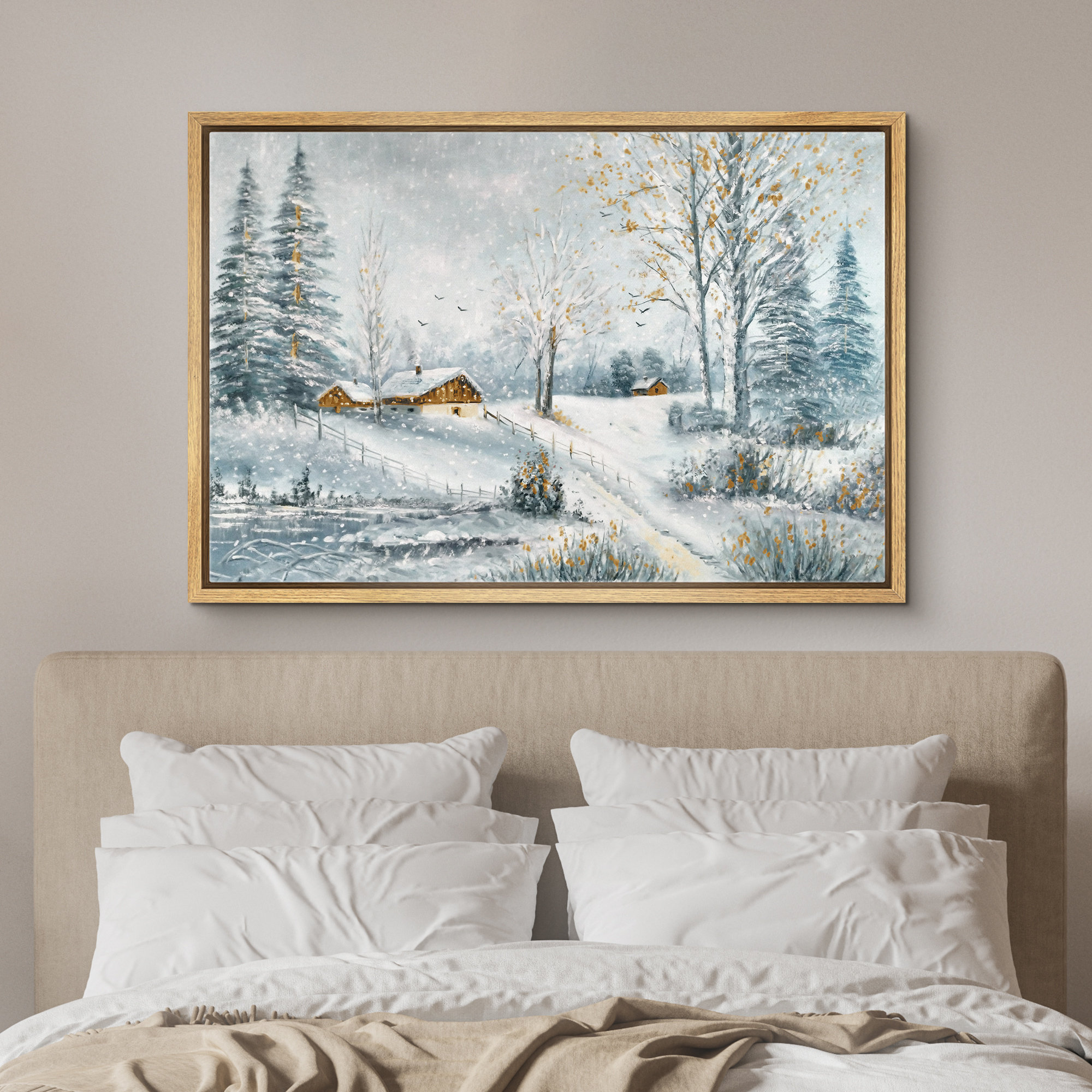 IDEA4WALL Winter Village Rustic Snow Pine Tree Country Scenery ...