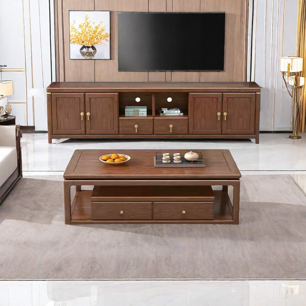 moonlight design New Chinese walnut TV cabinet coffee table set | Wayfair