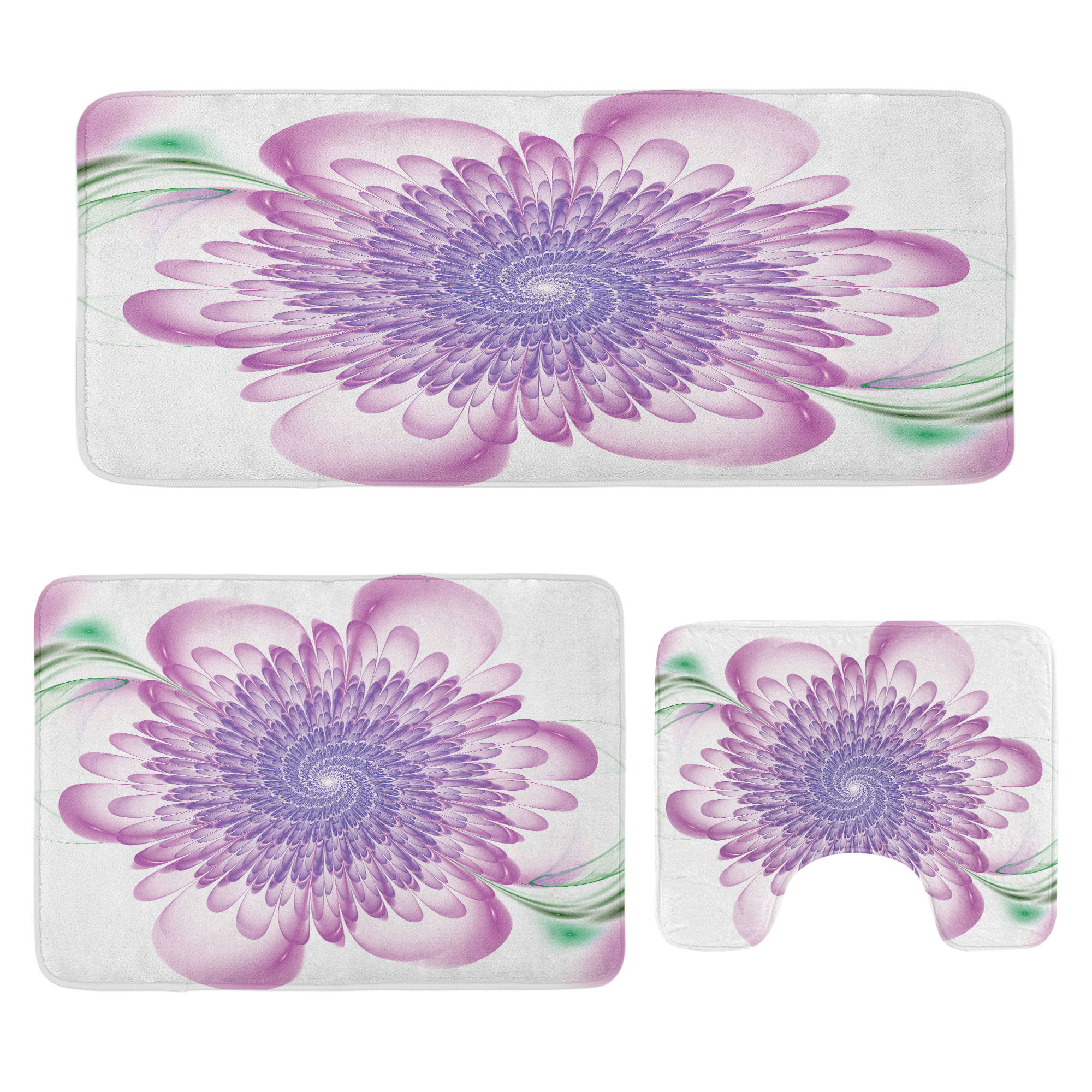 East Urban Home Flower Bathroom Rug Set 3 Pieces U-Shape & Rectangle ...