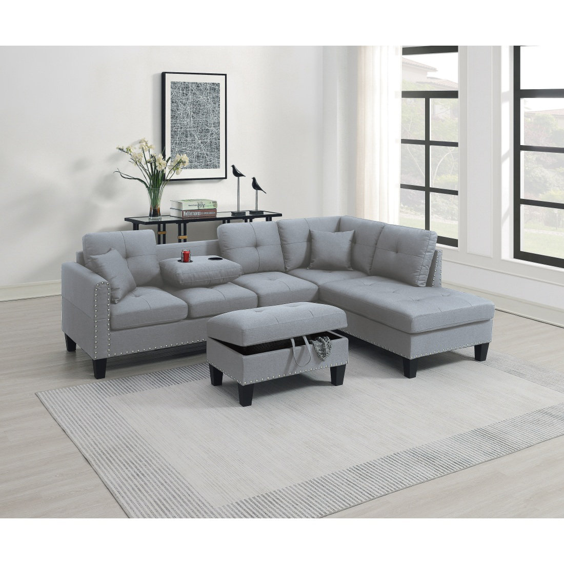 Ebern Designs Garonzik Modern Sofa 3-PCS Sectional Sofa Set LAF Sofa ...