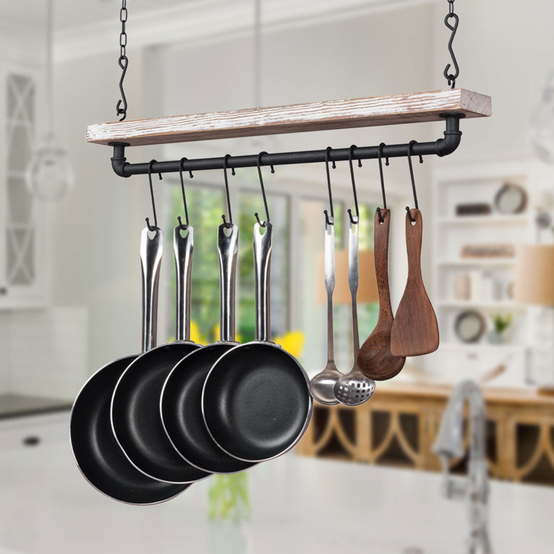 Prep & Savour Dashley Metal Rectangle Hanging Pot Rack | Wayfair