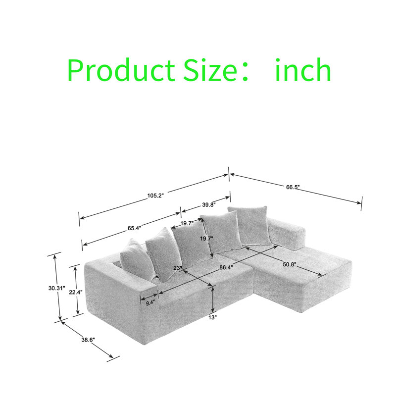 Hokku Designs Luxury Chenille L-Shaped Modular Sectional Sofa Set ...