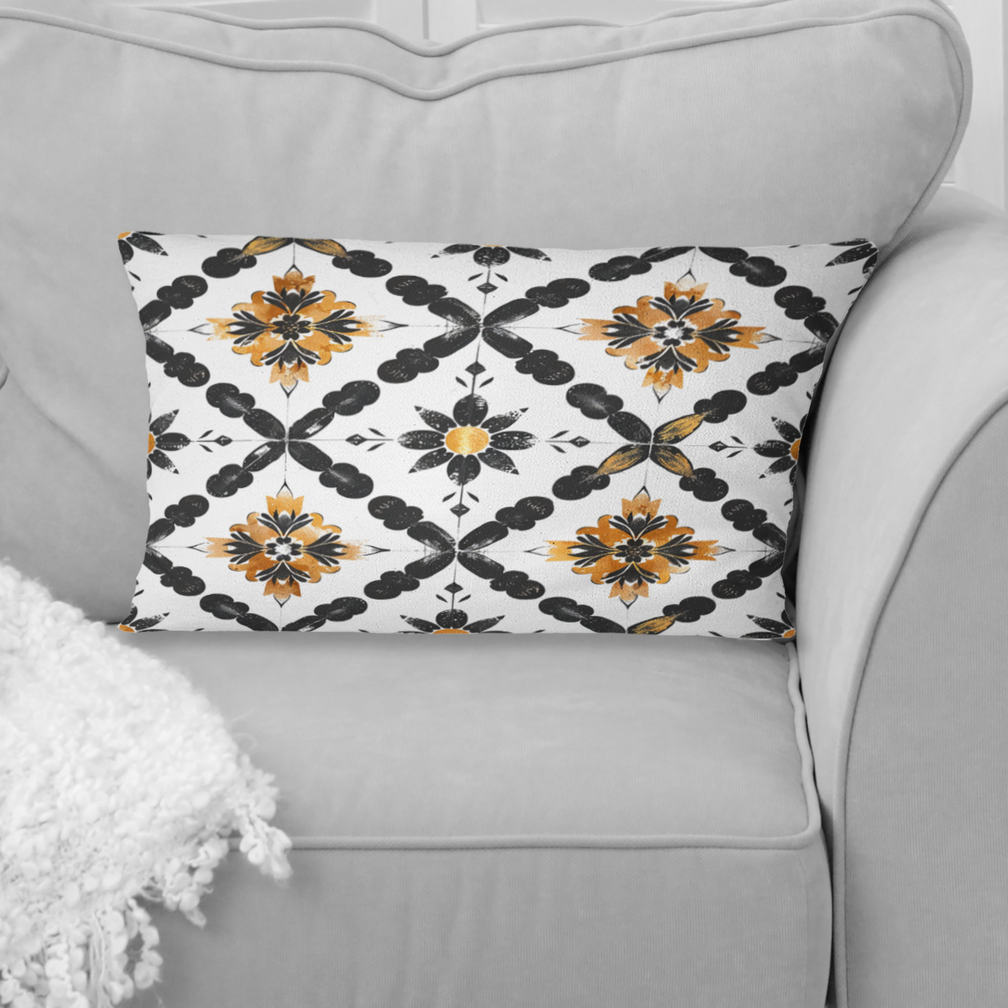 Design Art Rustile Tiles Farmhouse III - Farmhouse Lumbar Pillow | Wayfair