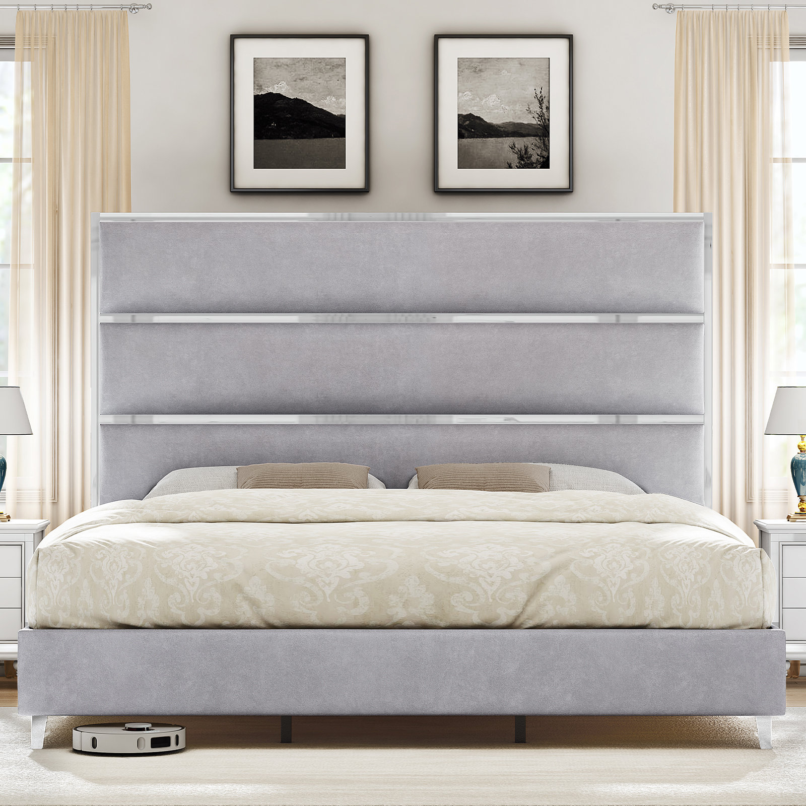 Willa Arlo™ Interiors Rehana Upholstered Platform Bed with Mirrored ...