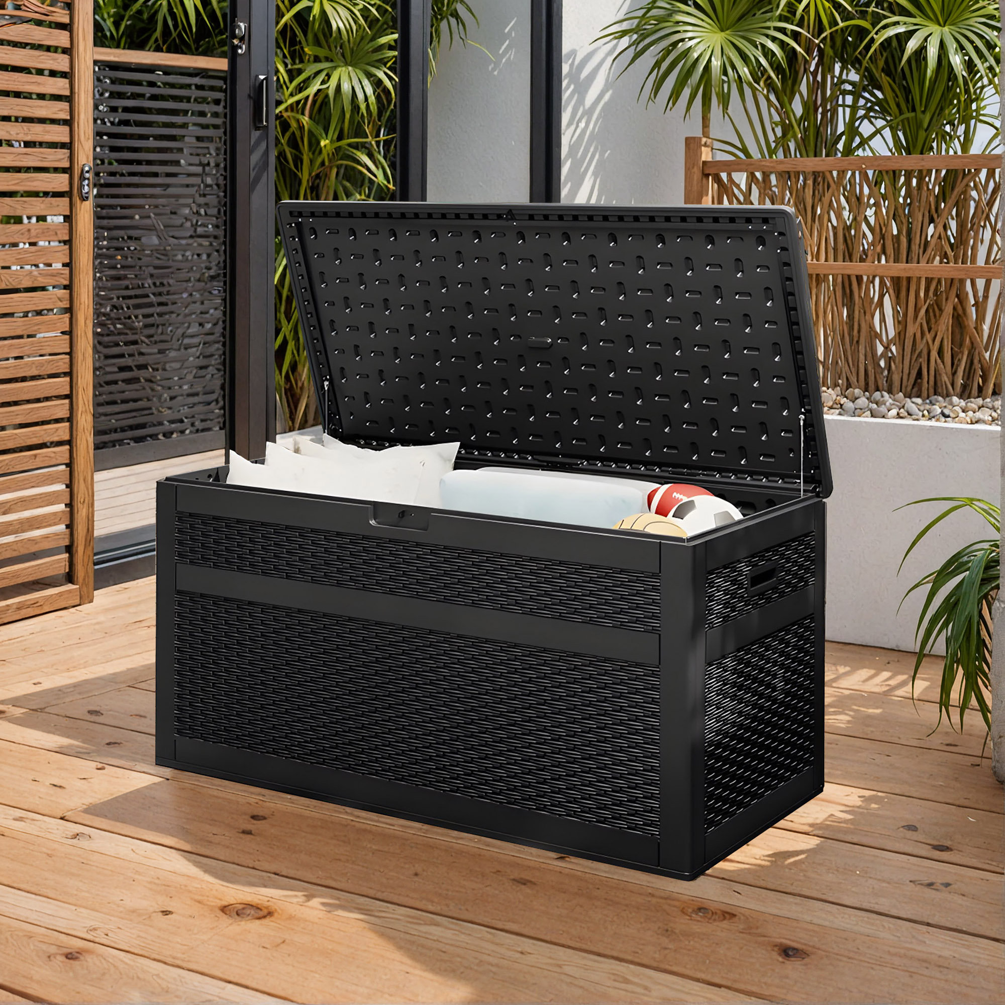 Edrosie Inc 63.4'' W 230 Gallons Resin Lockable Deck Box | Wayfair