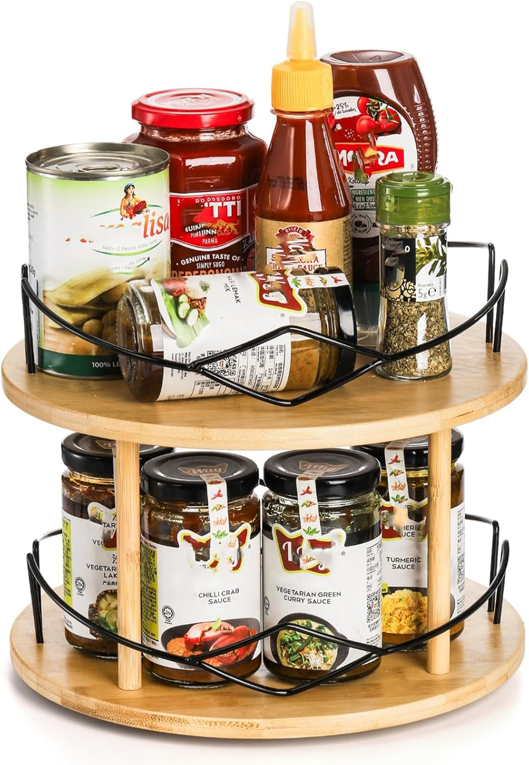 Ophelia & Co. Bamboo 2-Tier Lazy Susan Organizer, 360-Degree Rotating ...