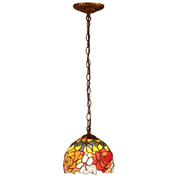 Alcott Hill® Rose Tiffany Style Stained Glass Ceiling Pendant Light ...