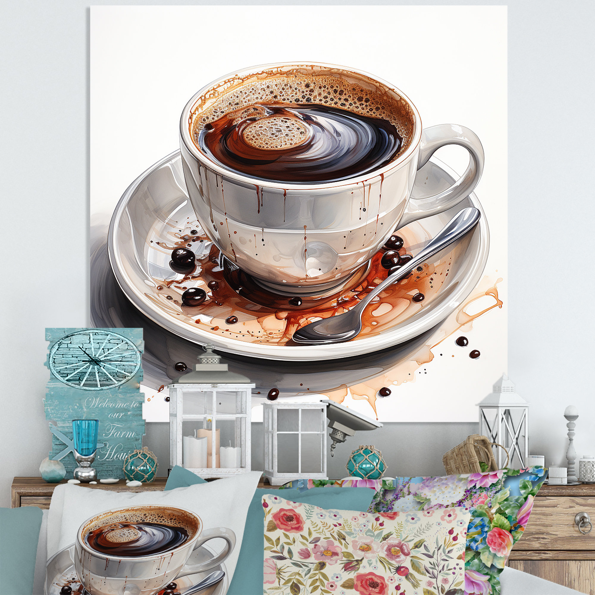 Ebern Designs Brown Coffee Cup Temptation II - Coffee Metal Wall Art ...