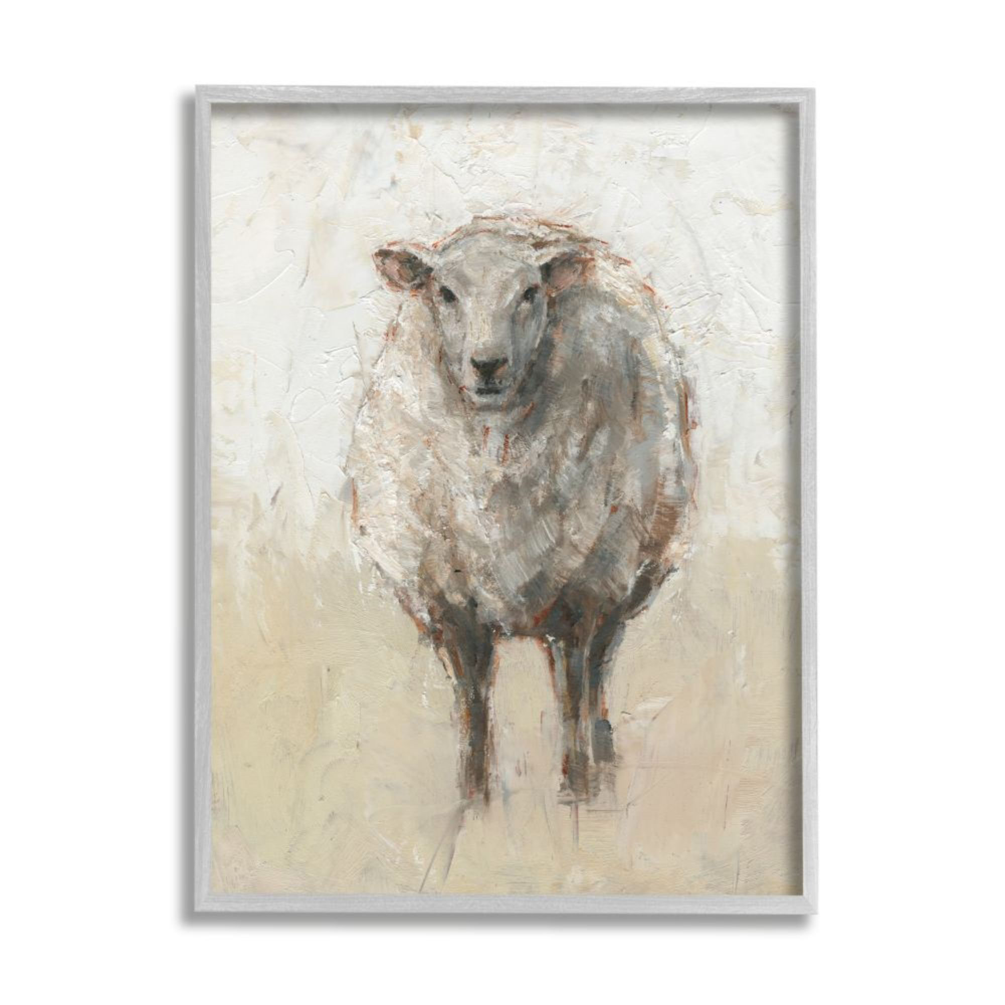 Stupell Industries Minimal Sheep Painting Beige Tan Farm Animal by ...