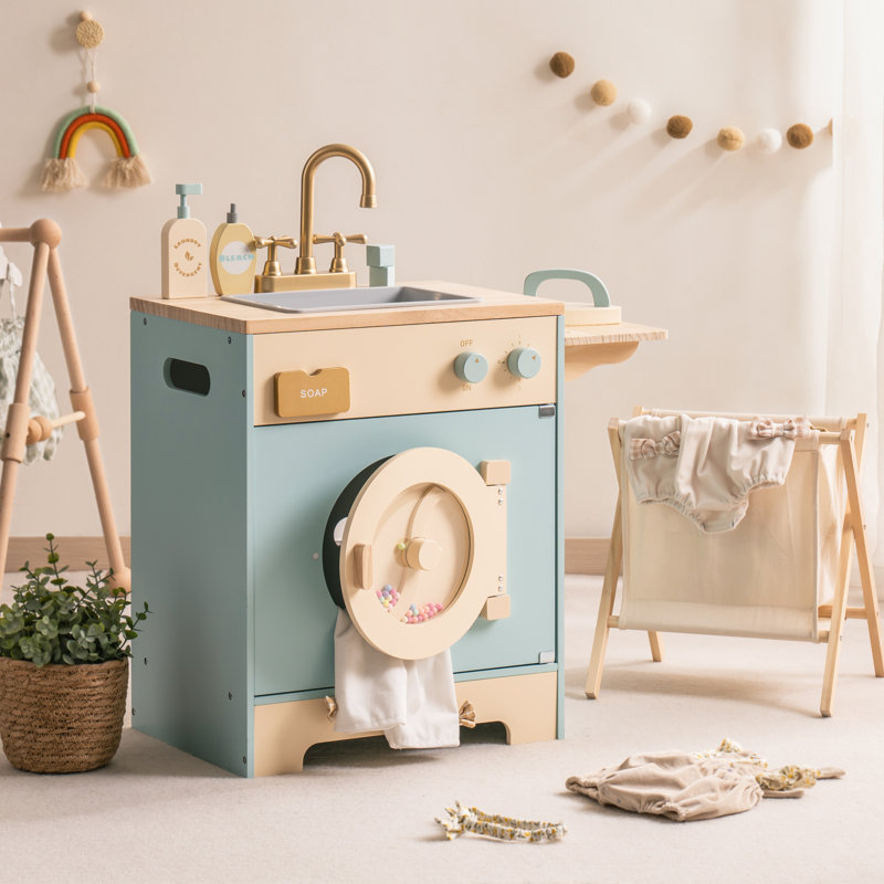 ROBUD Playset 3 Wooden Washing Machine Play Kitchen Toy for Kids ...