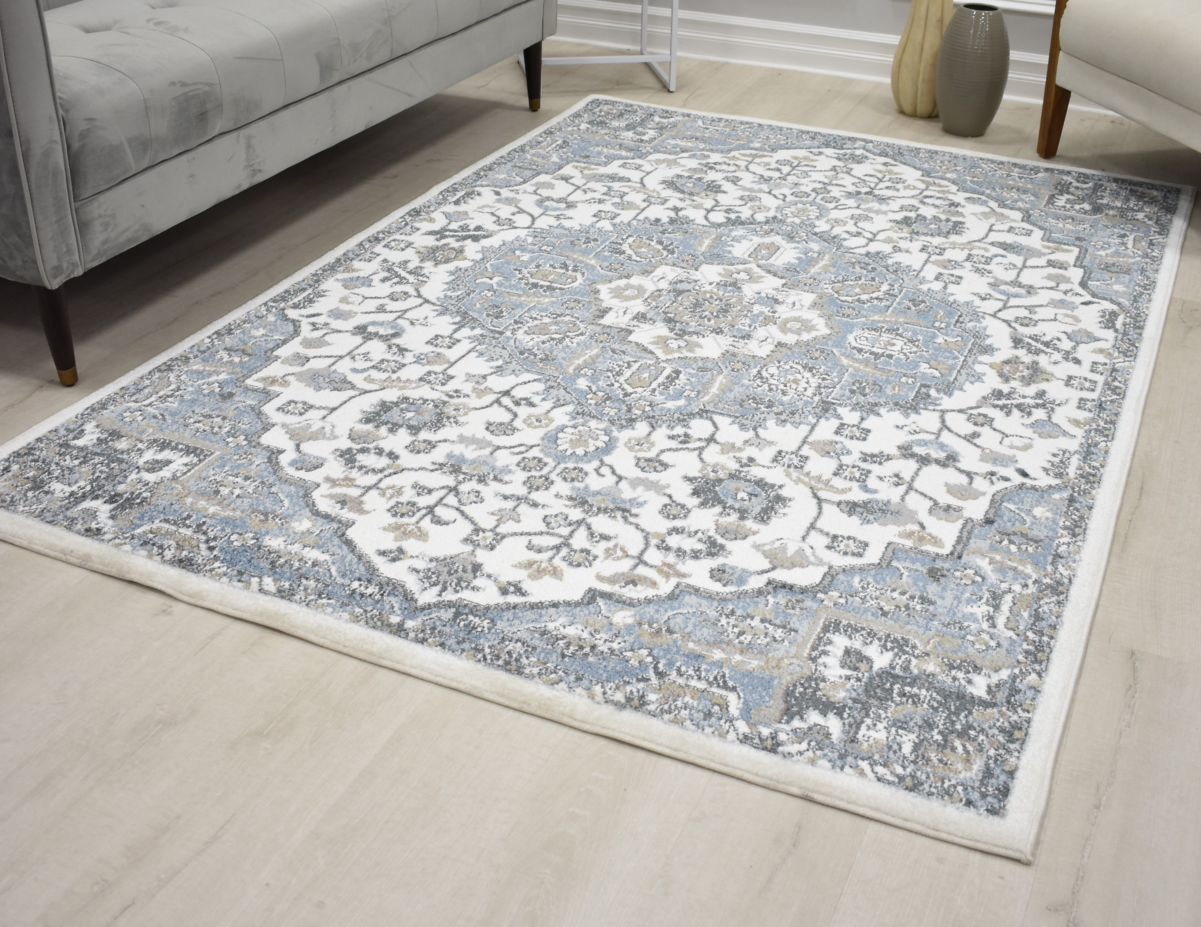Bungalow Rose Ivida Vintage White Satin Area Rug | Wayfair