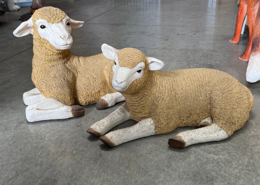 Rosalind Wheeler Bultema Laying Baby Merino Lamb Life Size Statue | Wayfair