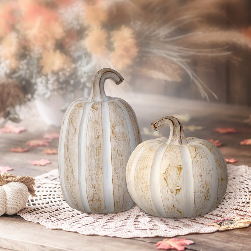 August Grove® 6-8" Resin Pumpkin Set of 2 | Wayfair