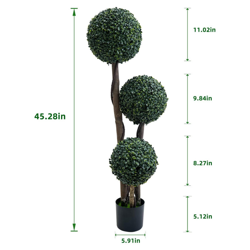 Primrue 45 Inches Artificial Triple Boxwood Topiary Ball Trees | Wayfair