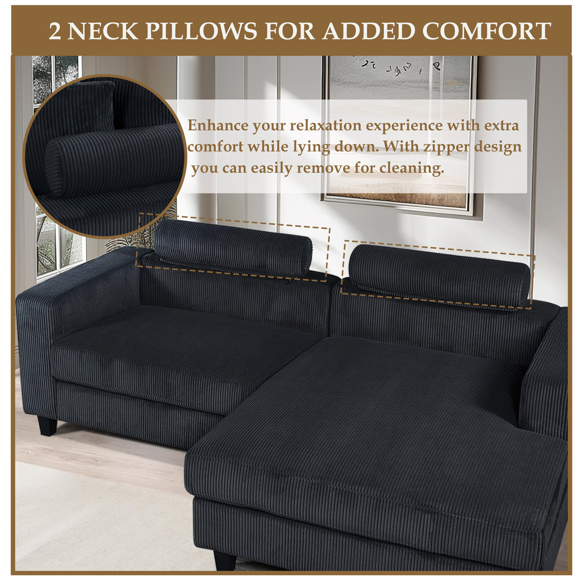 Ebern Designs Amiin 2 - Piece Upholstered Sectional & Reviews | Wayfair