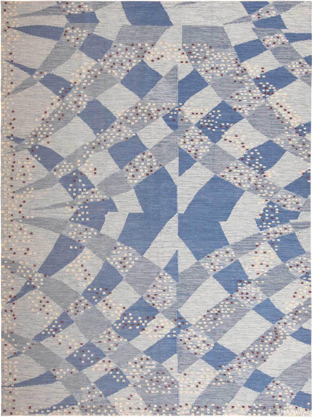 Nazmiyal Collection Gorgeous Modern Flat Woven Swedish Style Blue Rug ...