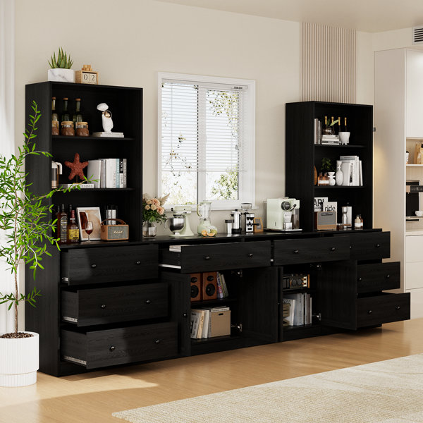 Latitude Run® 71'' Kitchen Pantry With Bookcases, Farmhouse Wall Unit ...