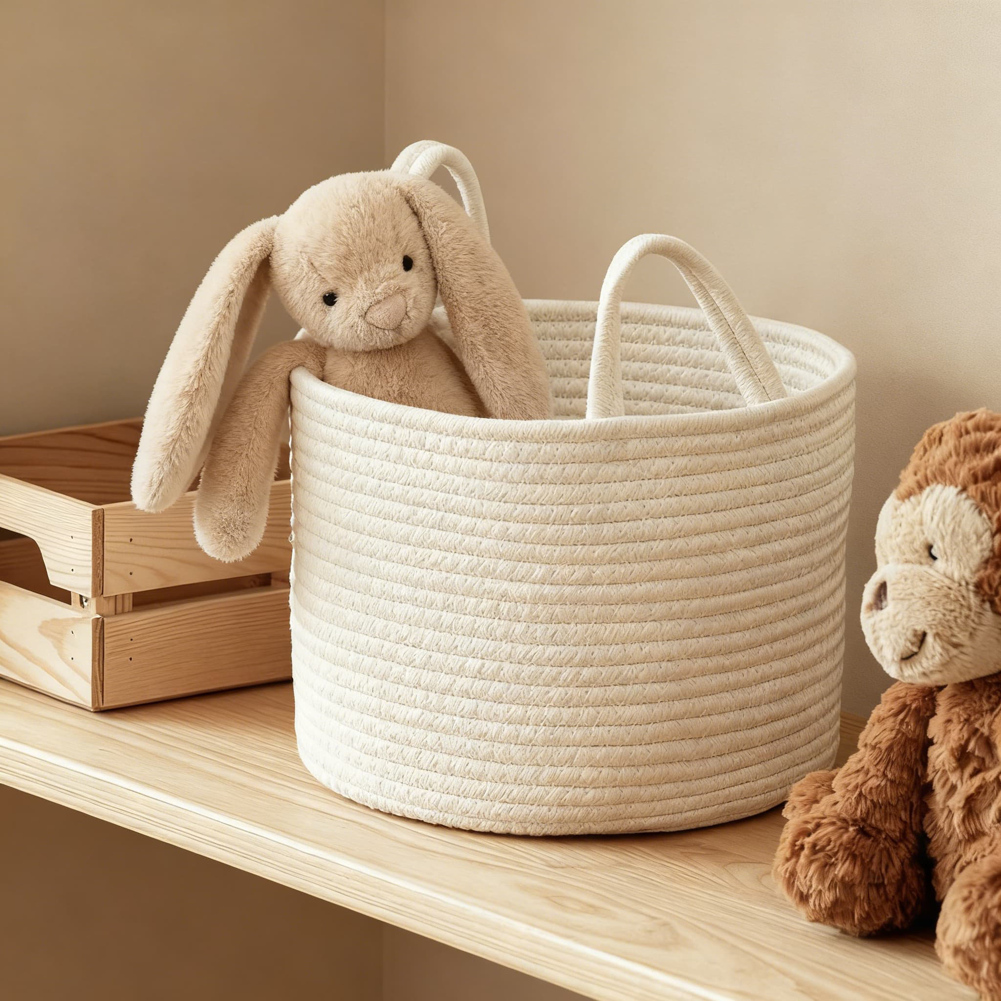 Ophelia & Co. Woven Cotton Rope Storage Basket With Handles For Plush ...