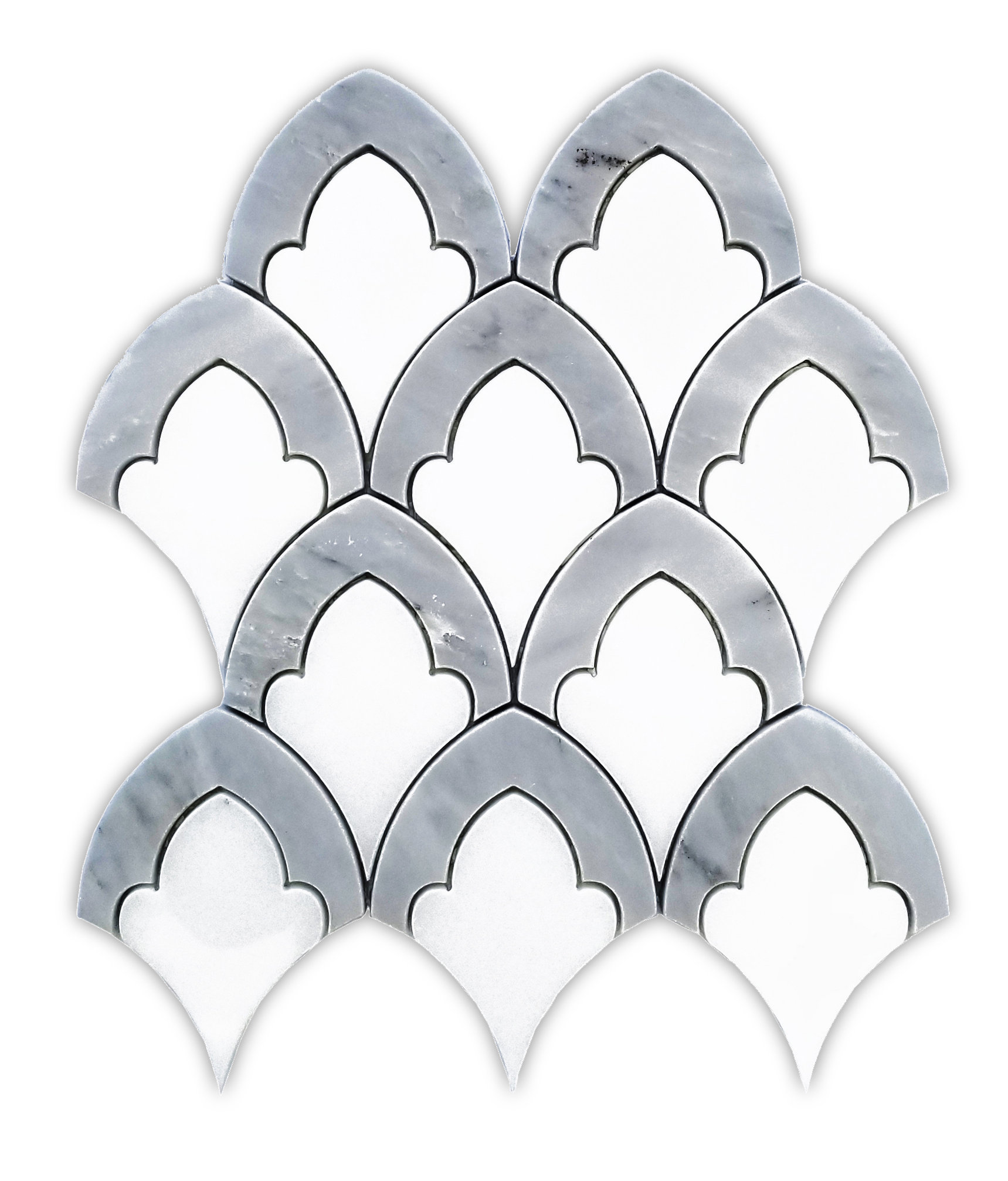 Mango Tile 10" x 10" Marble/Glass Fish Scale Mosaic Wall & Floor Tile ...