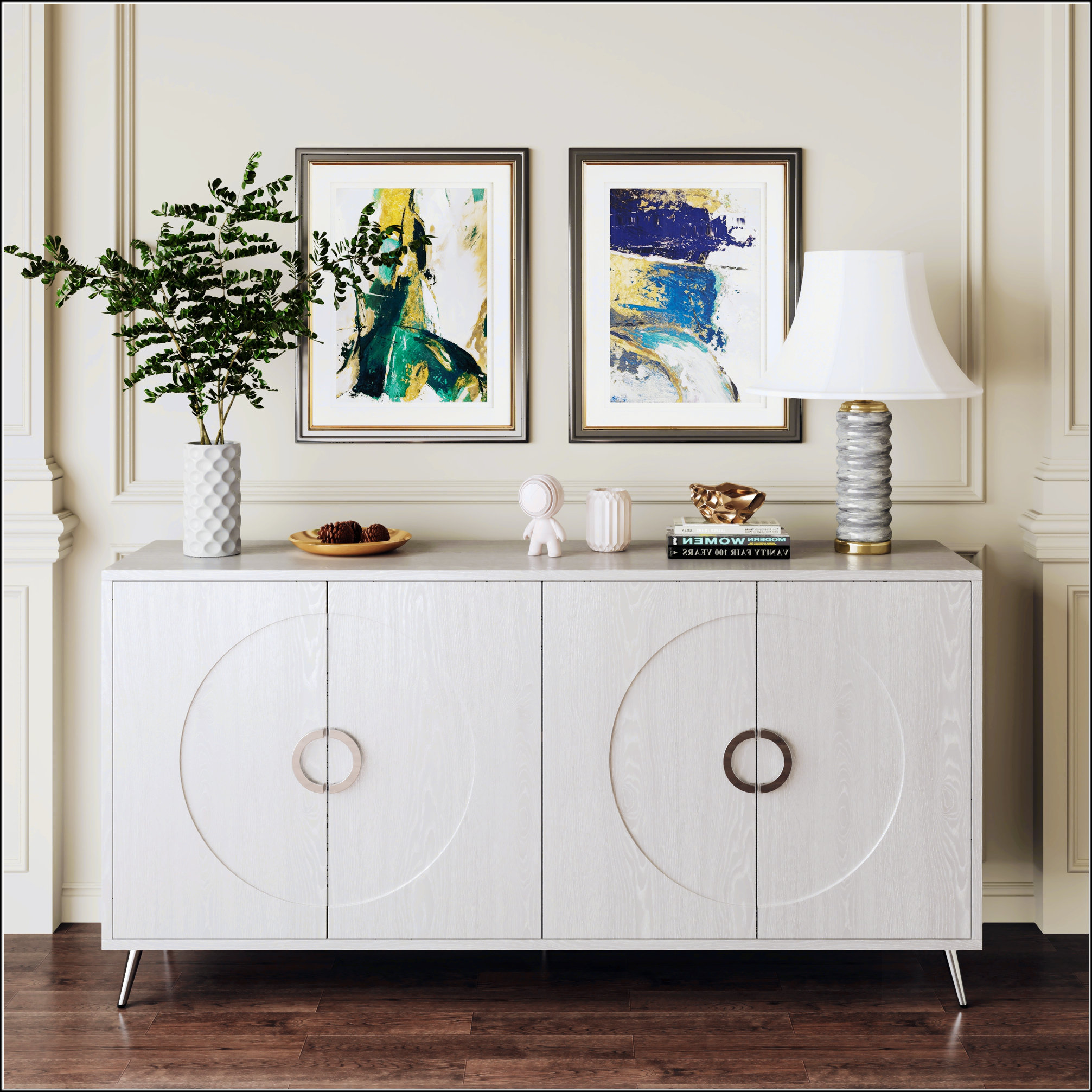 George Oliver Modern Lacquered 4 Door Wooden Cabinet Sideboard Buffet ...