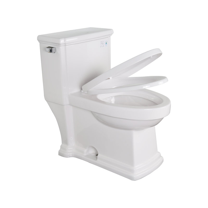 KDK HOME Elongated Dual-Flush Round One-Piece Toilet with Soft Closing ...