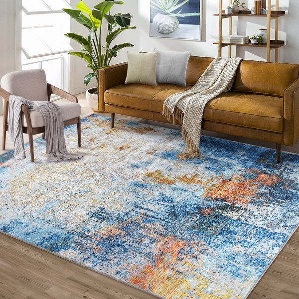 Mercer41 Modern Abstract Area Rug Washable Rug for Living Room Bedrooms ...