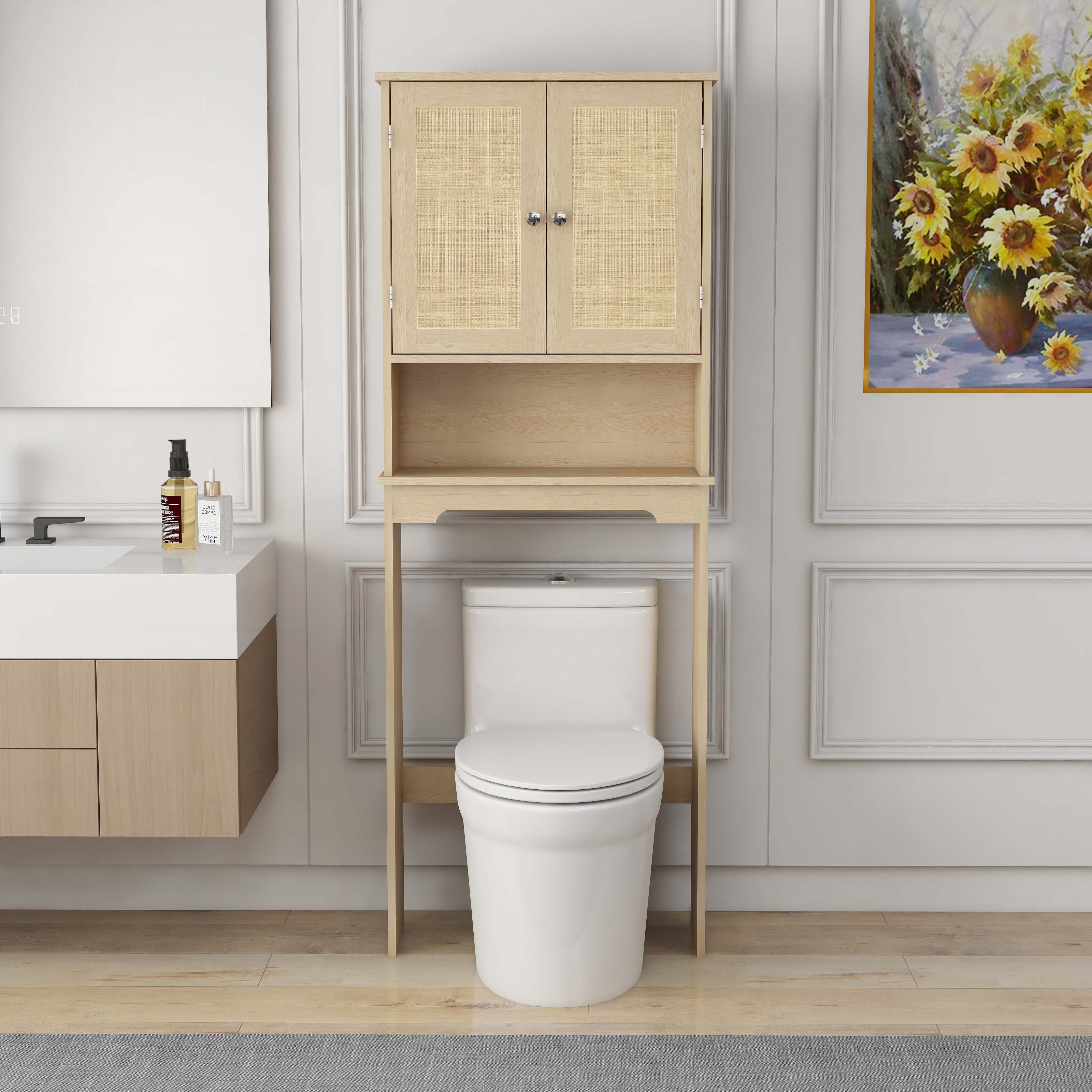 Bay Isle Home™ Over The Toilet Storage Bathroom Cabinet with 2 Rattan ...