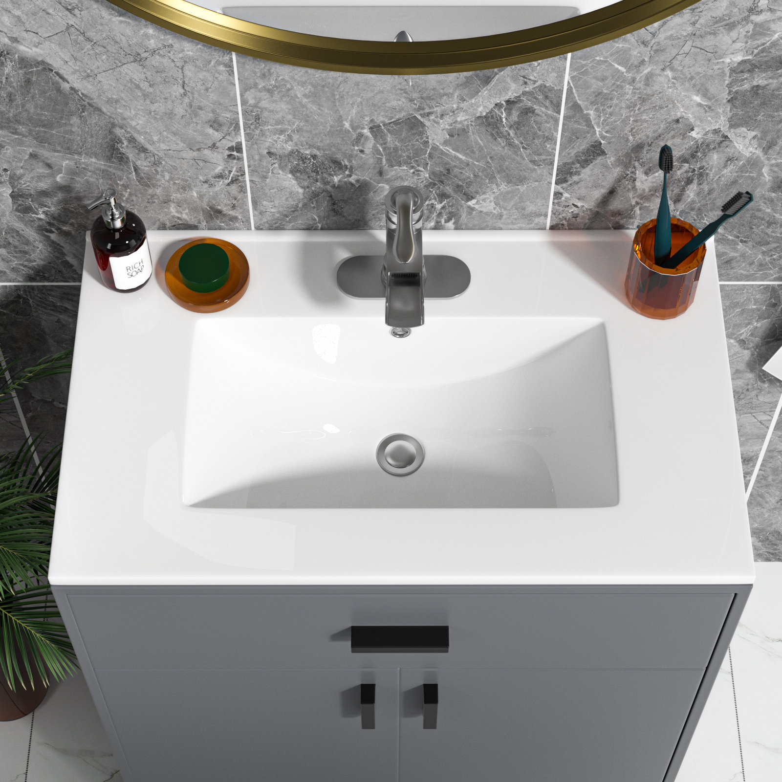 Sarlai Ceramic Rectangular Single Bathroom Vanity Top Sink in White ...