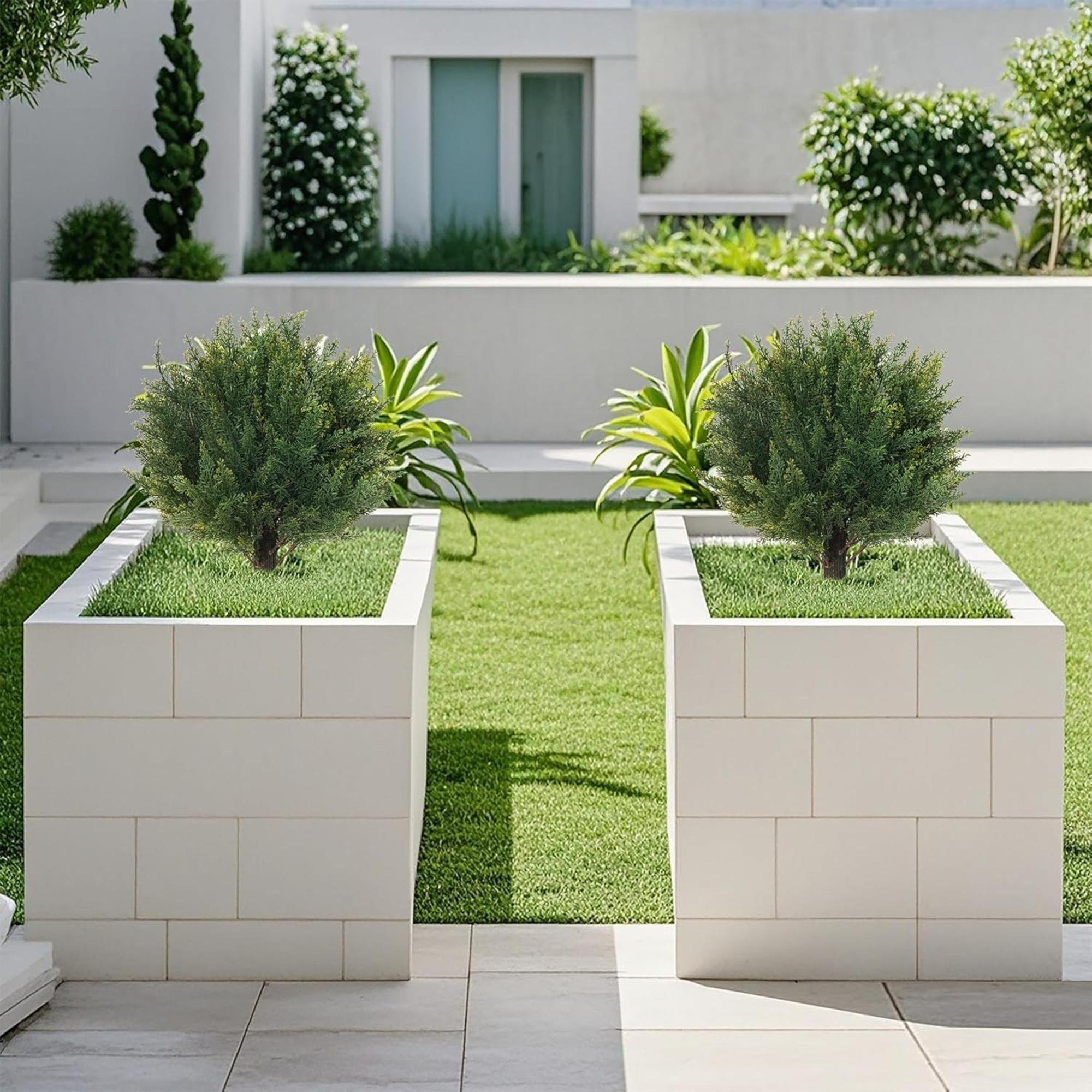 Primrue 16'' Artificial Cedar Topiary Ball Trees With Ground Spike, UV ...