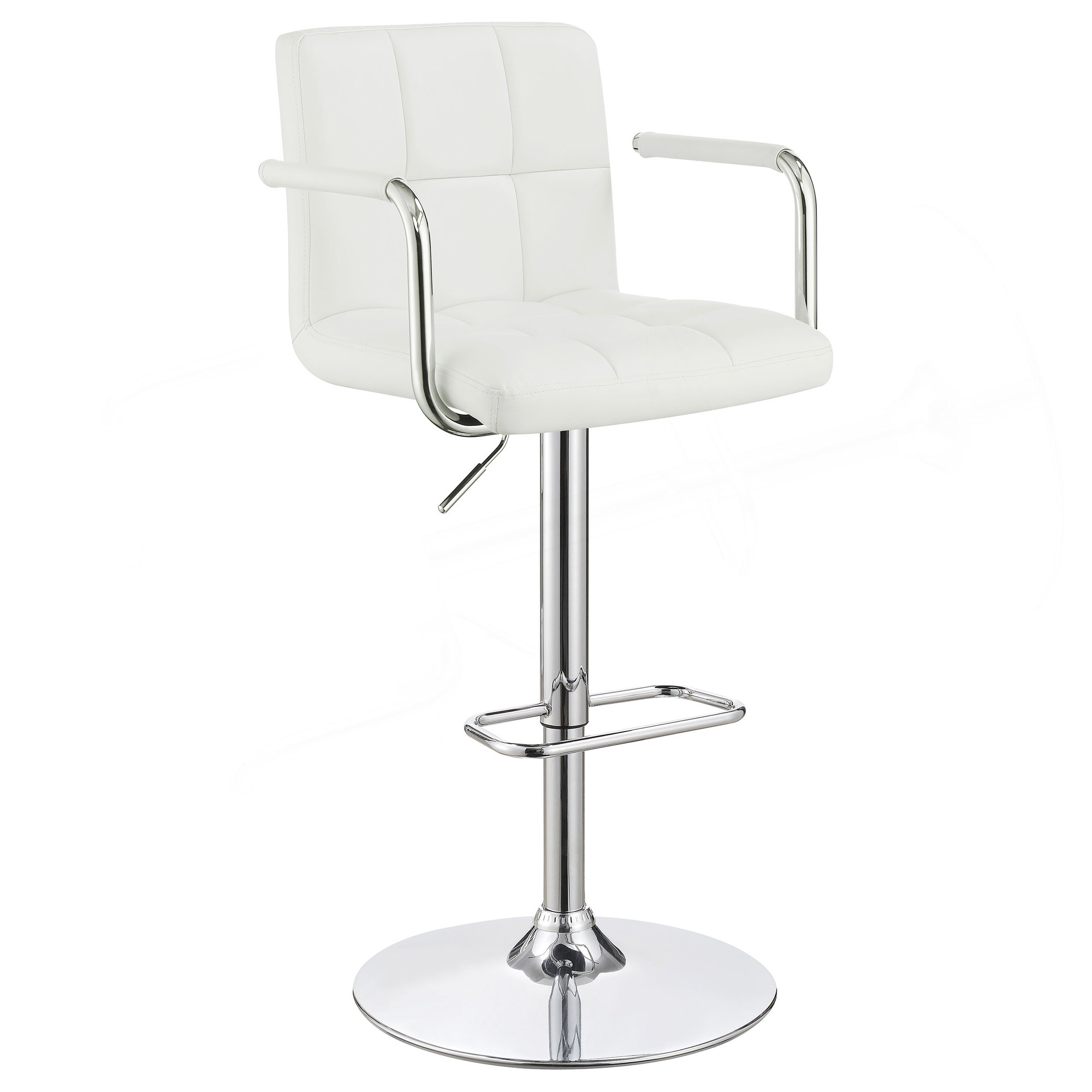 Latitude Run® Letitia White Adjustable Height Bar Stool And Chrome ...