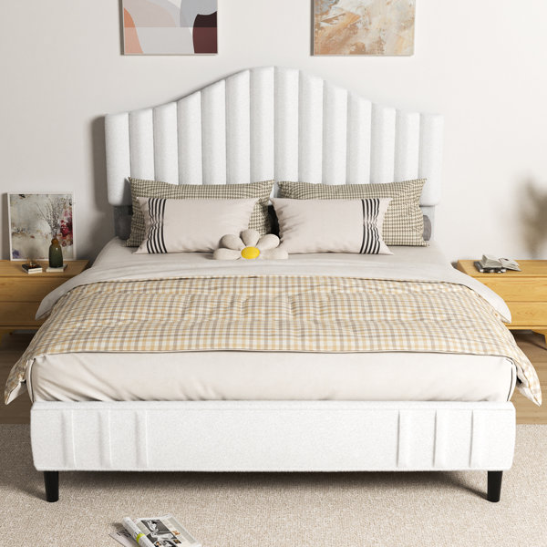 Latitude Run® Rashieda Bed Frame, Griany Sherpskin, Metal with Wood ...