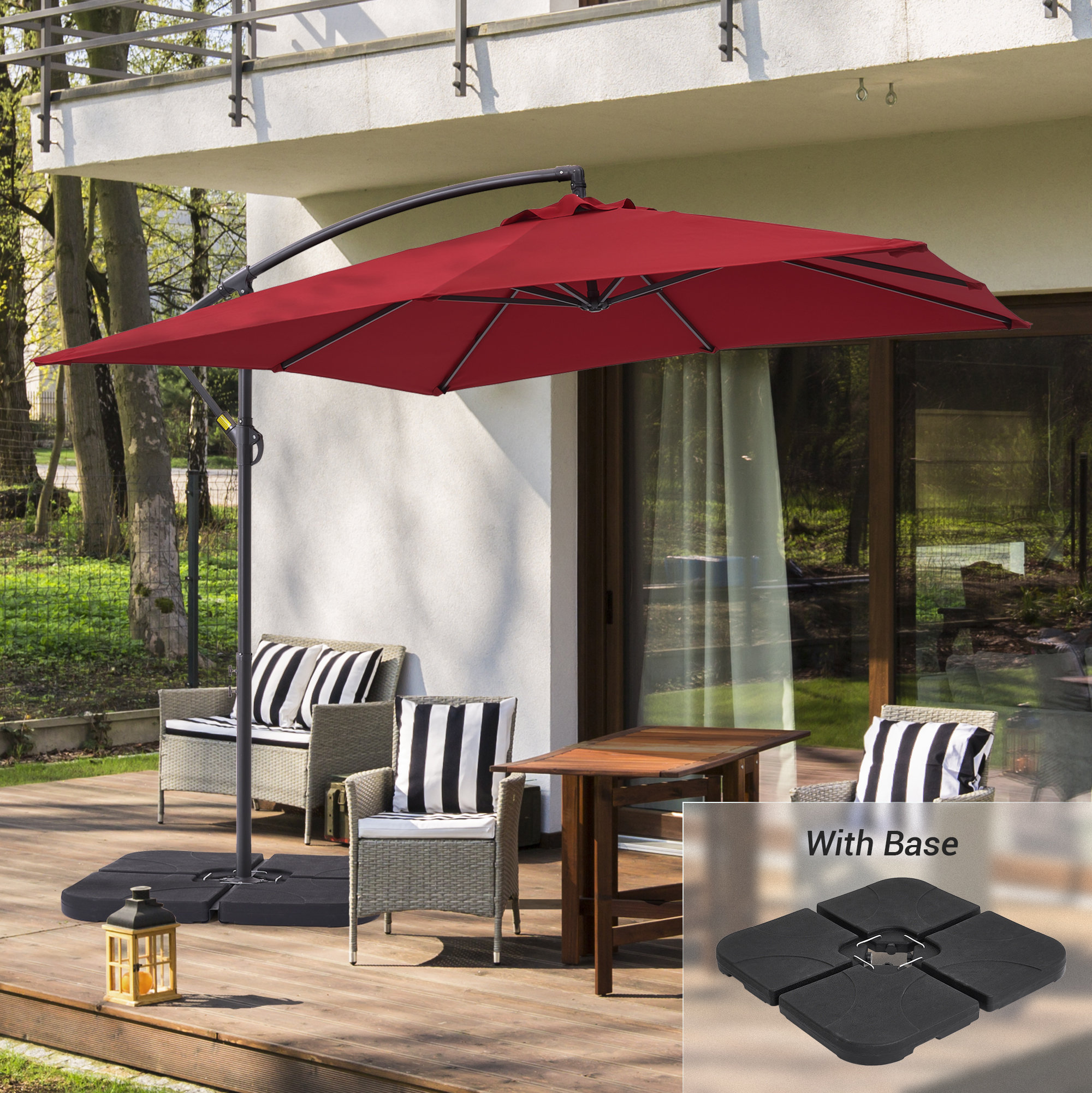 Arlmont & Co. Donovyn 8.2 X 8.2Ft. Square Patio Offset Umbrellas With ...
