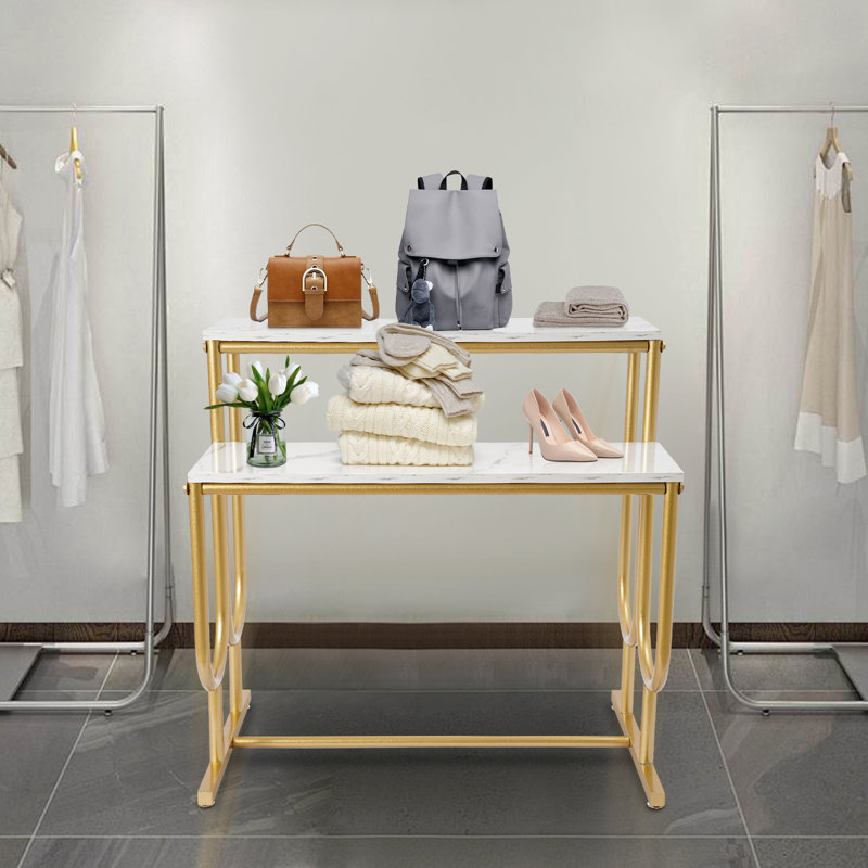 Everly Quinn Gold Two-Layer Display Shelf Purse Display Stand | Wayfair