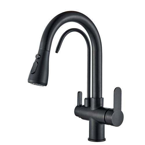 AlenArtWater Kitchen Sink Faucet with Pull Down Sprayer 2 Handle 3 in 1 ...