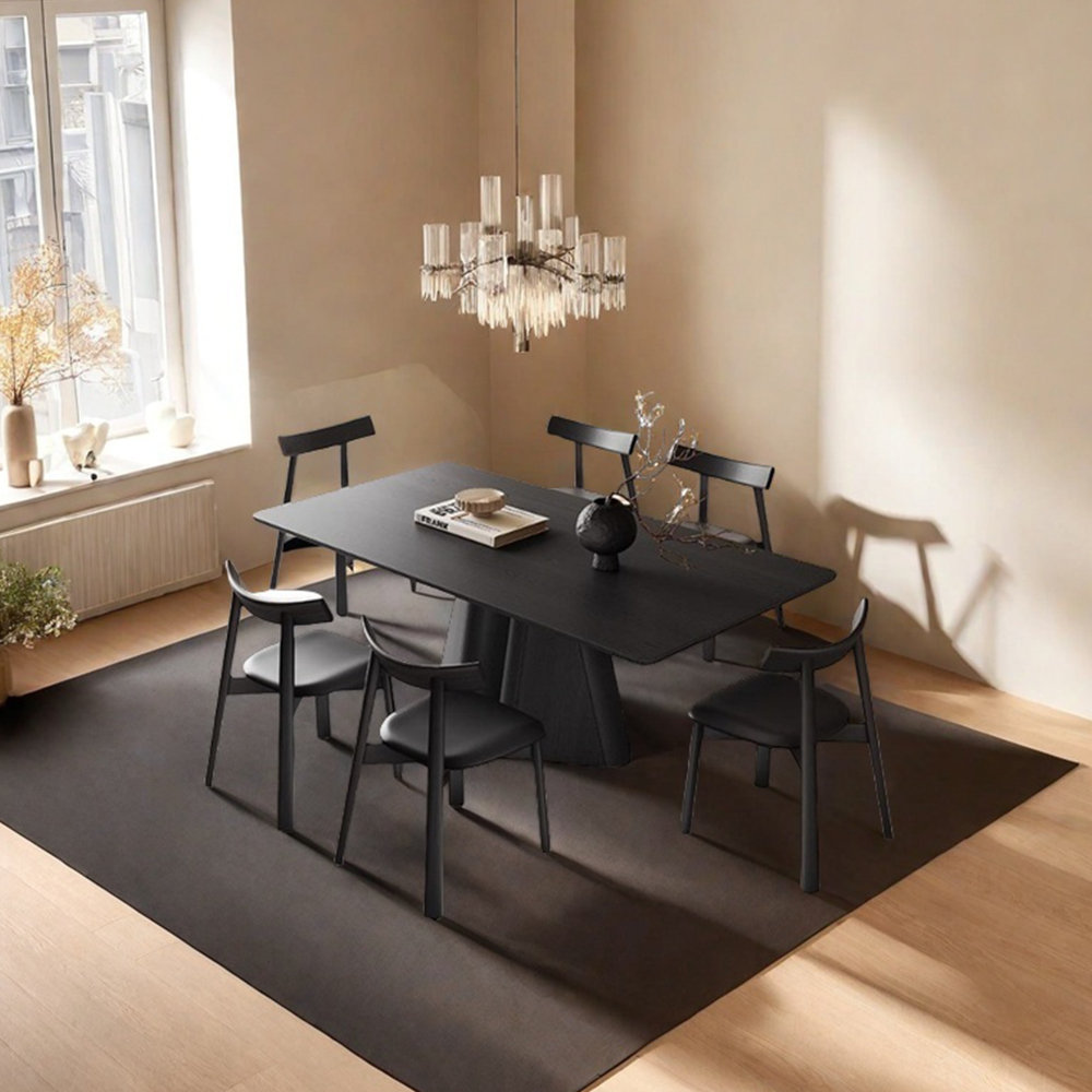 dujinlong home Multilayer solid board black dining table set | Wayfair