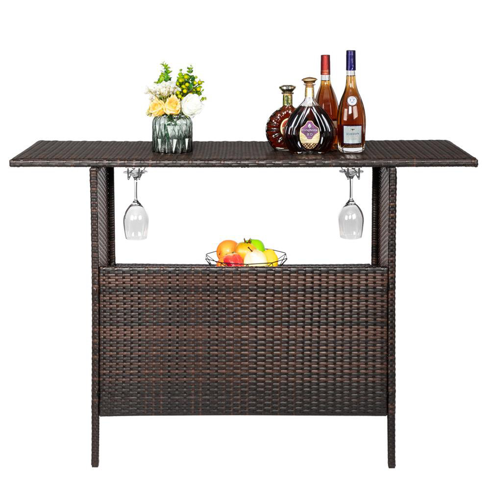 Red Barrel Studio® Breinne Rattan Bar Table & Reviews | Wayfair