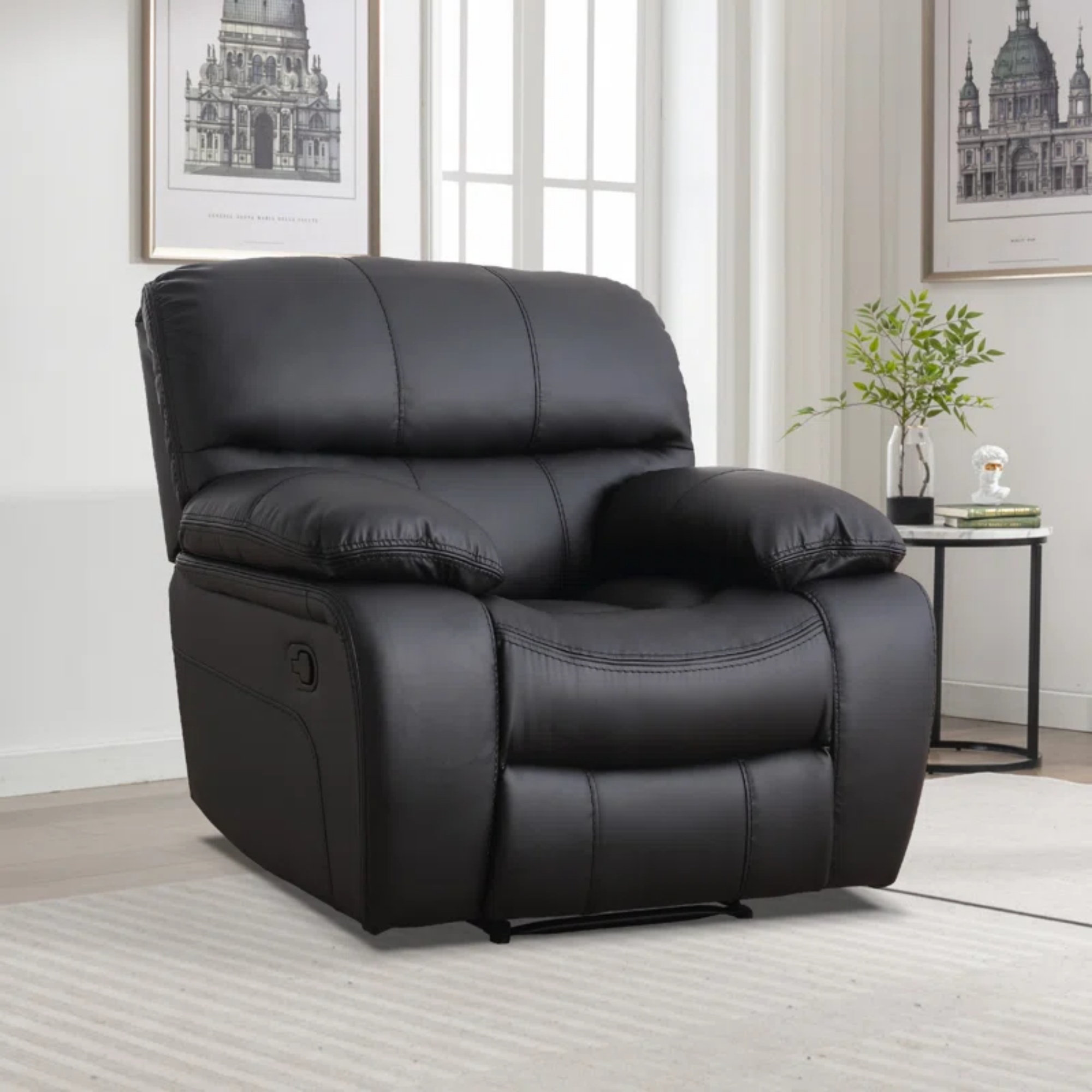 Latitude Run® 41.3"Wide Modern Comfortable Faux Leather Manual Handle ...