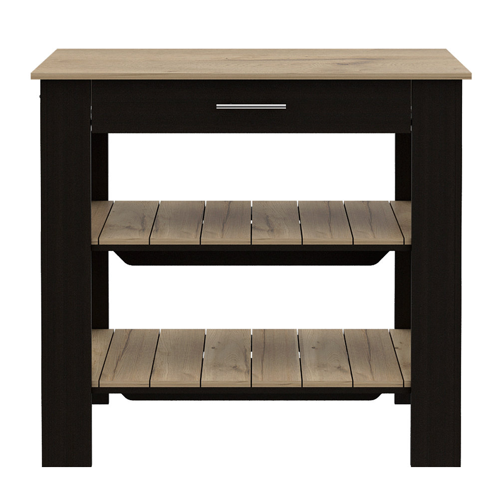 Ebern Designs Cala Kitchen Island, Four Legs, Three Shelves | Wayfair