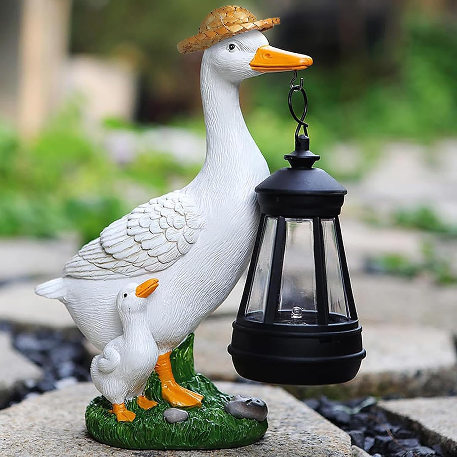 Trinx Garden Duck Statues Decor, Solar Waterproof 8" Mini White Ducks ...