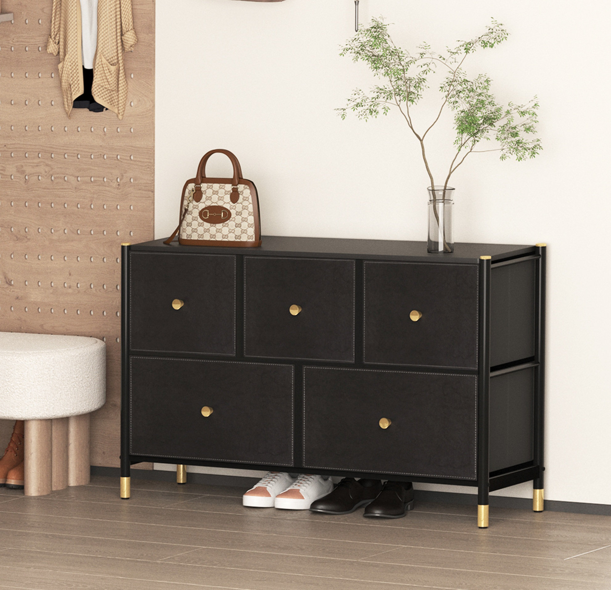 Mercer41 Drawer Dresser cabinet ,all Dresser with 5 PU Leather Front ...