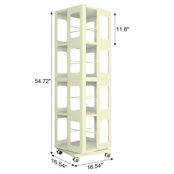 BoudoirBloom 4 All Rotating Bookshelf With 360 Wheels, Easy Assembly ...