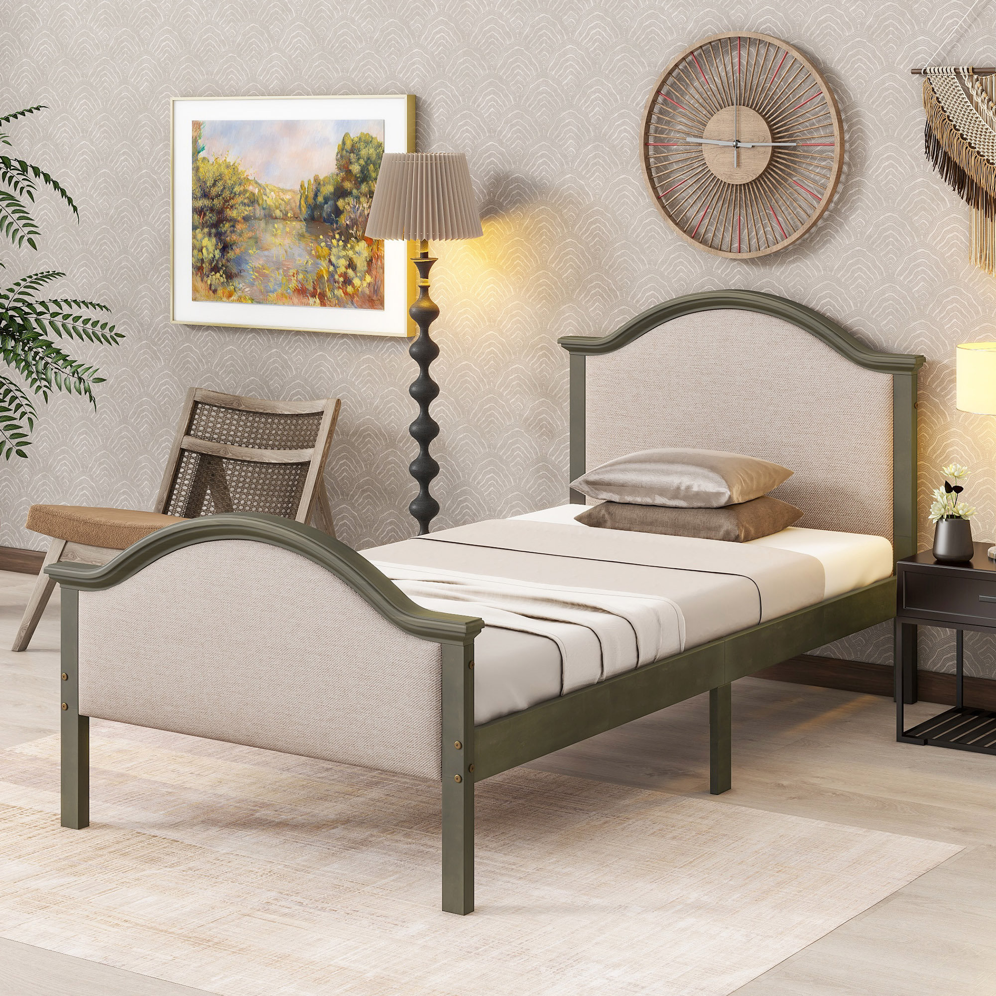 Red Barrel Studio® Freemont Bed with Upholstered Headboard and ...