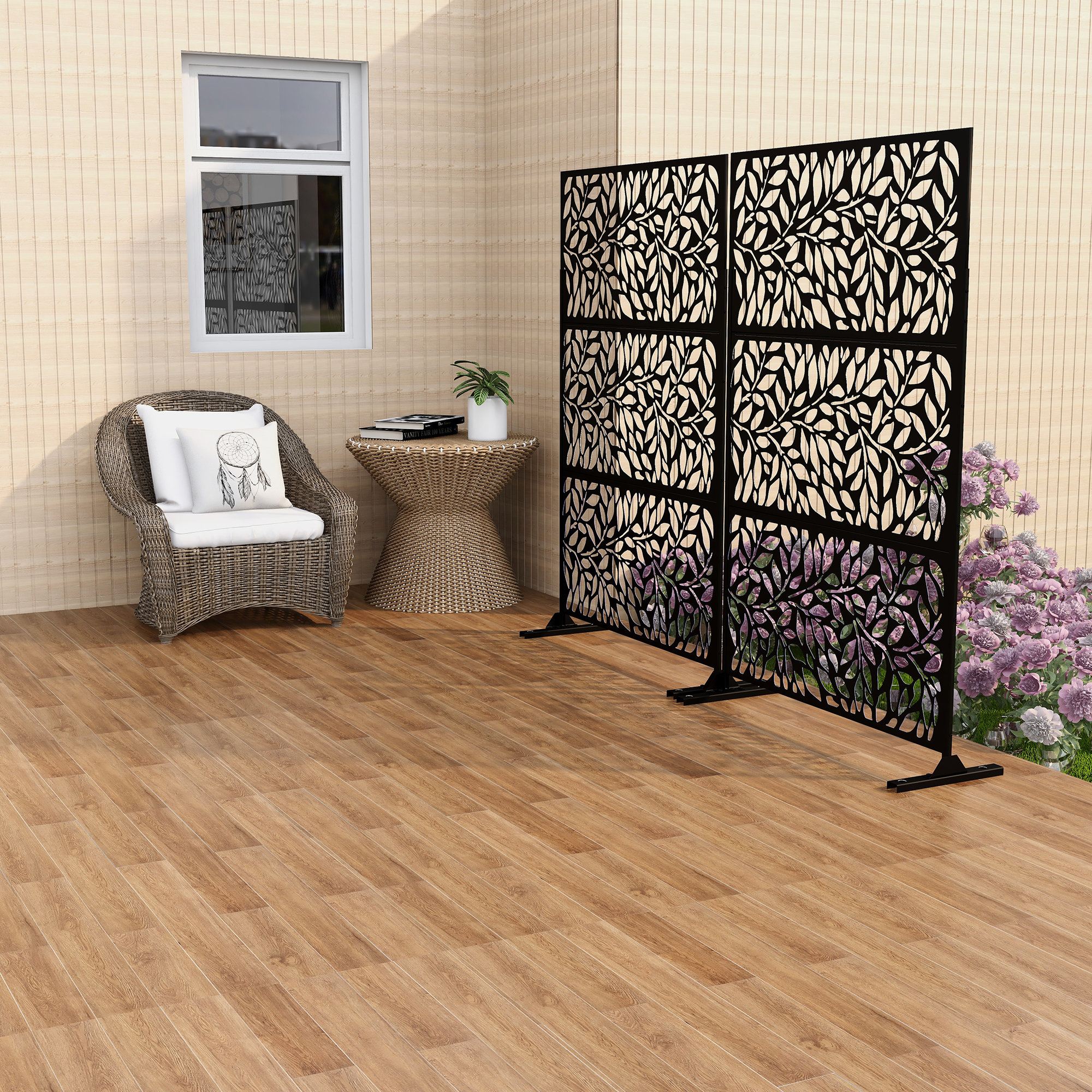 Wooakway 6 ft. H x 4 ft. W Metal Privacy Screen | Wayfair