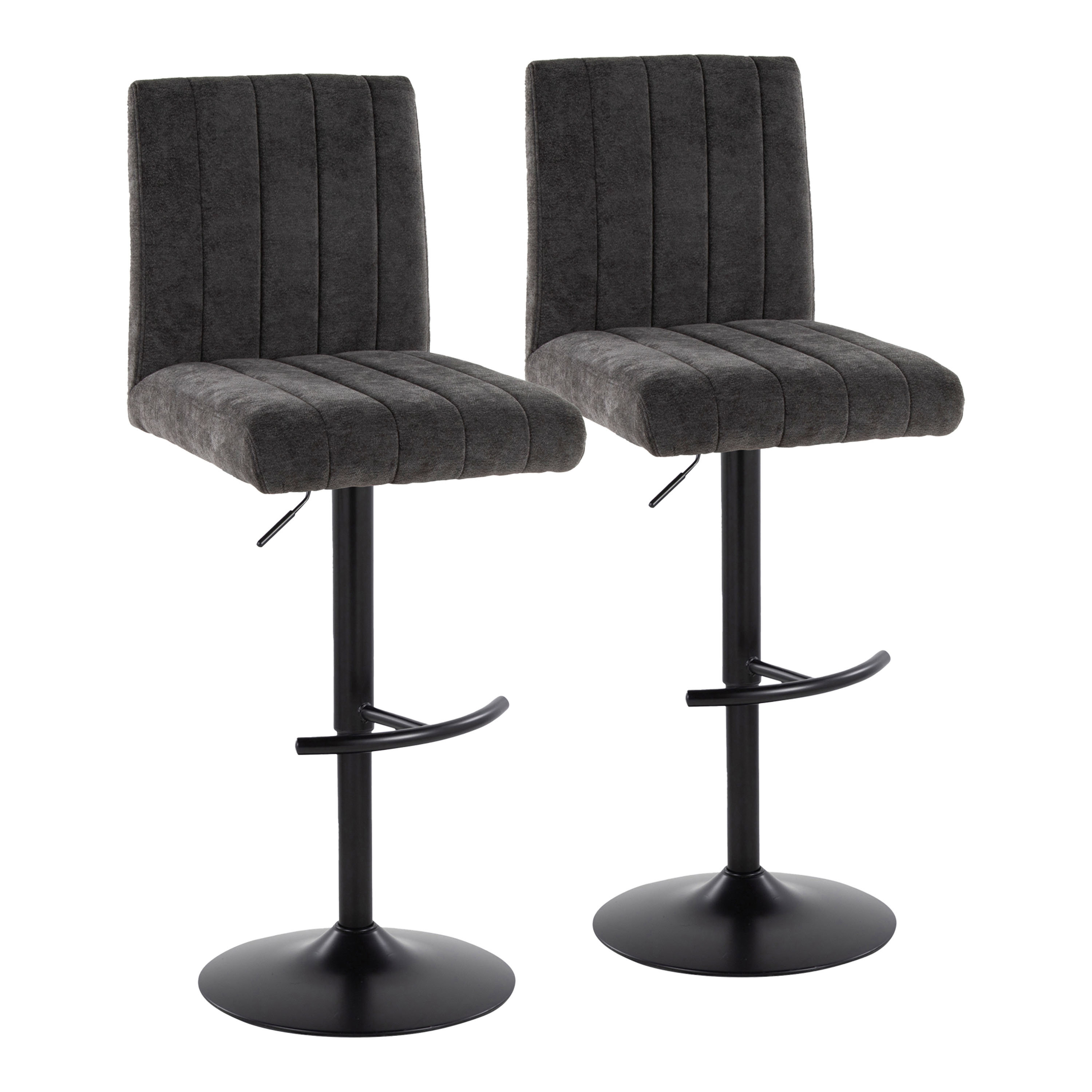 LumiSource Hank Adjustable Barstool With Rounded T Footrest - Set Of 2 ...
