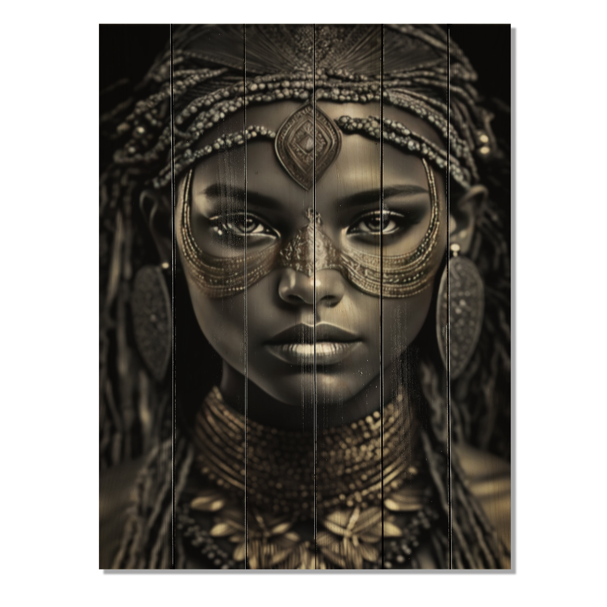 Bungalow Rose Bohemian Headdress Vintage Gold - Boho Woman Print on ...