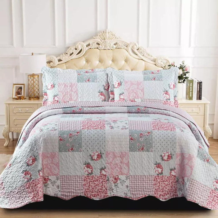 ideal products shop Polyester Patchwork Bedspread with Pillowcases ...