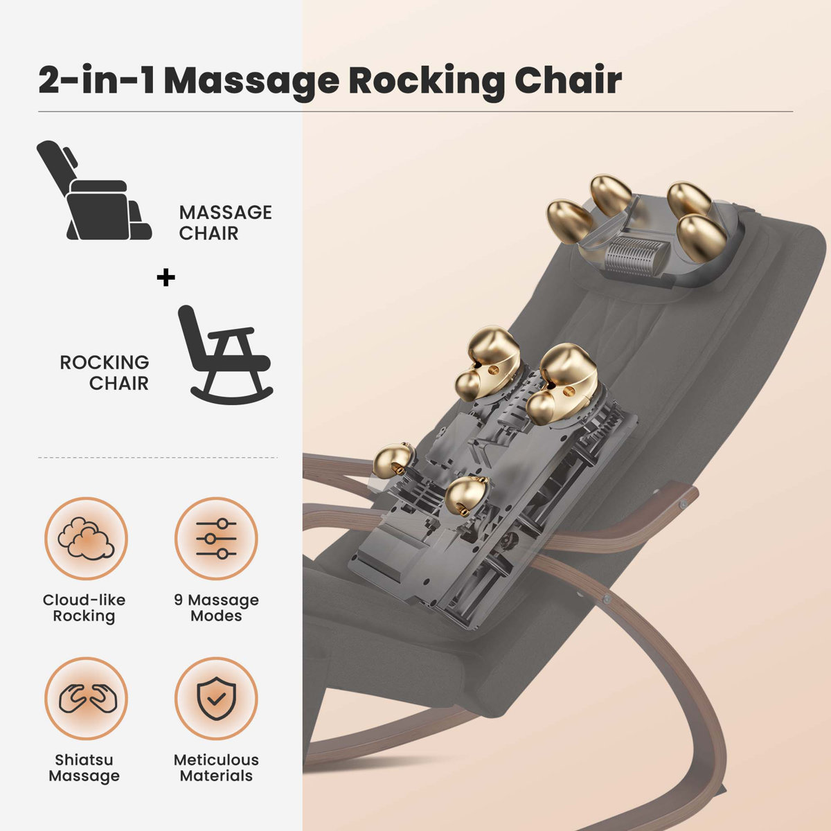 Isabelle & Max™ Alce 2-In-1 Shiatsu Back Massager and Rocking Chair ...