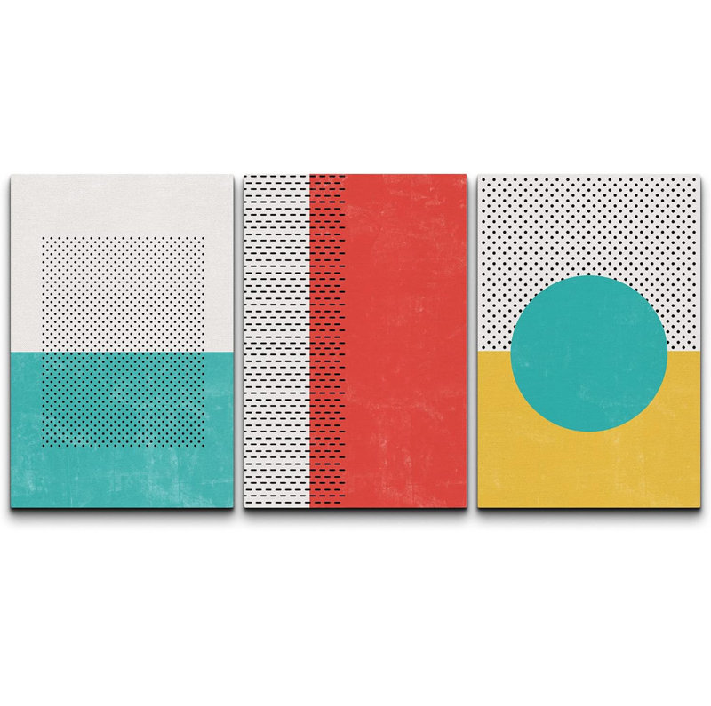 IDEA4WALL Abstract Vibrant Color Blocks Teal, Red And Yellow Color ...