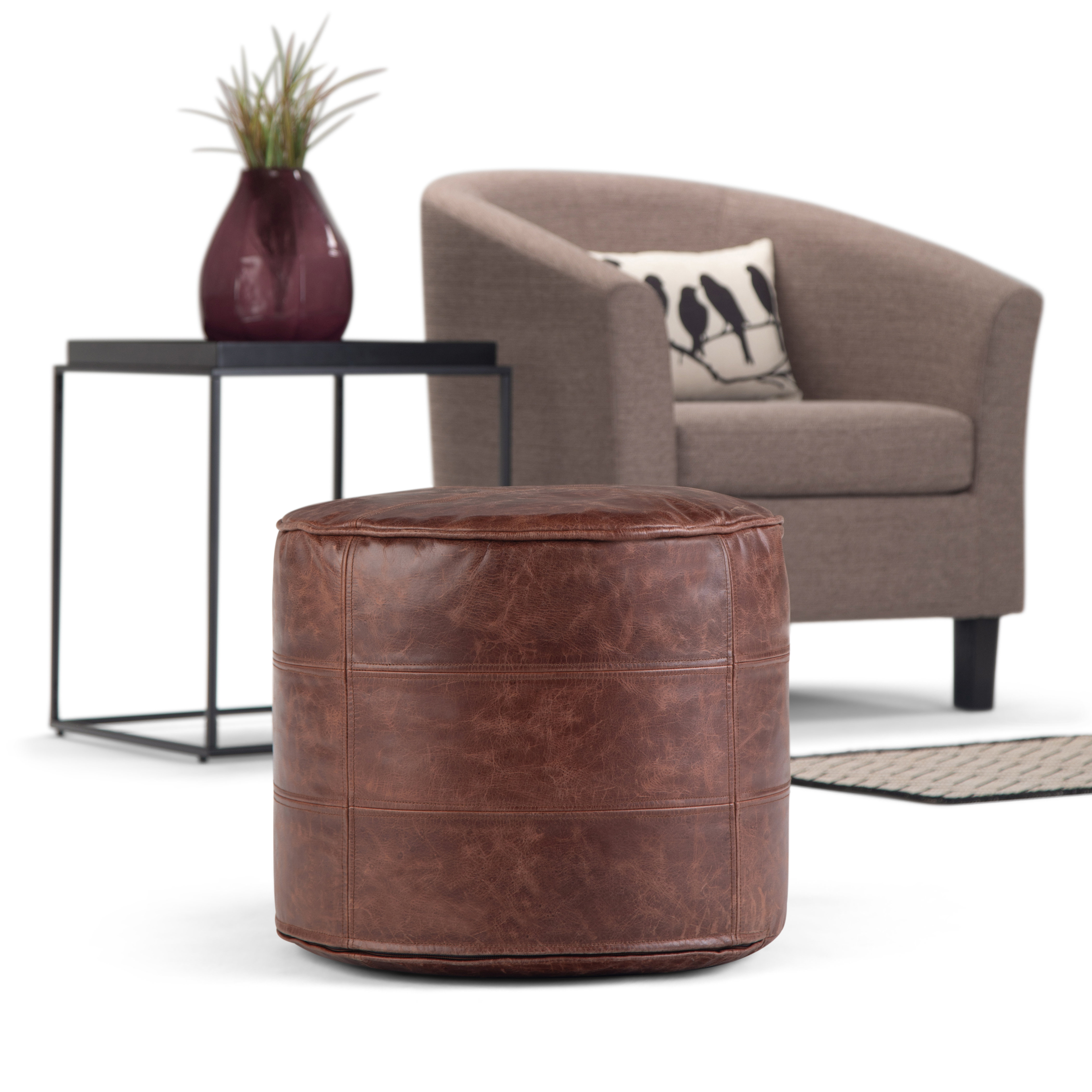 Simpli Home Connor Round Pouf & Reviews | Wayfair